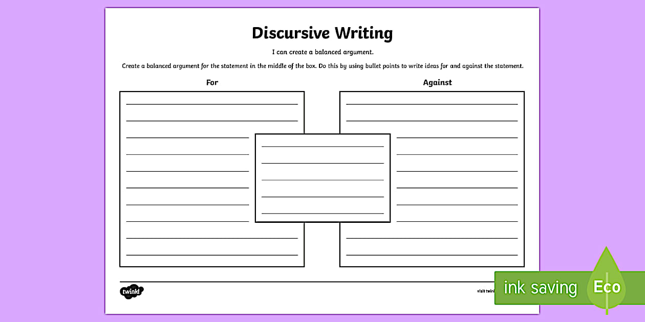 Blank Discursive Writing Template (teacher made) - Twinkl