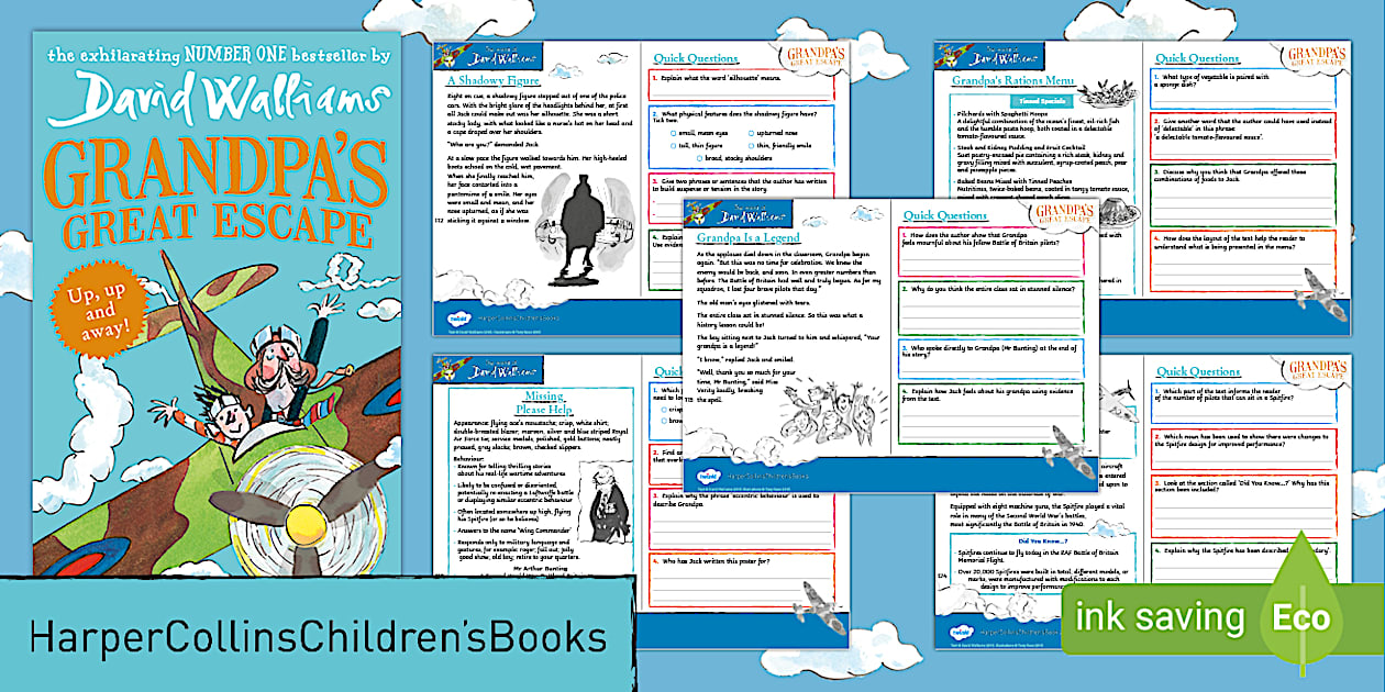FREE! - David Walliams: Grandpa’s Great Escape Comprehension Pack