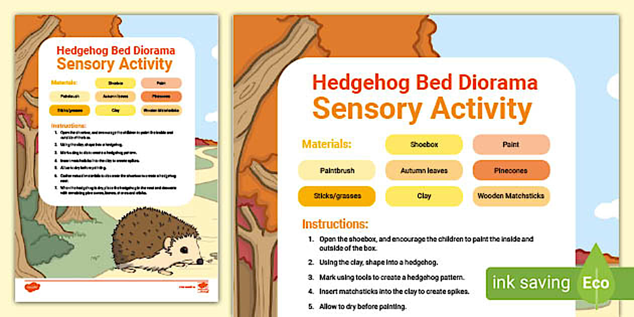 Hedgehog Bed Diorama Sensory Activity SEN Art Sensory