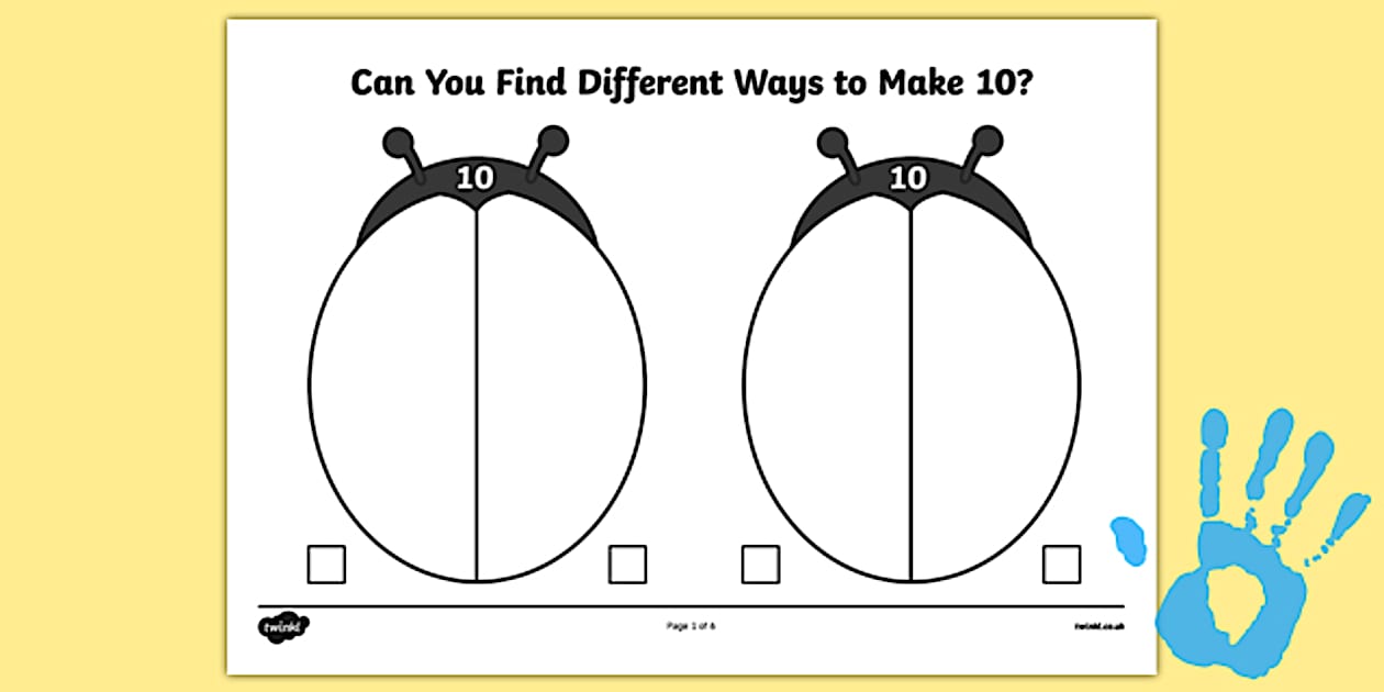 Ladybird Fingerprint Number Bonds to 10 Activity - Twinkl