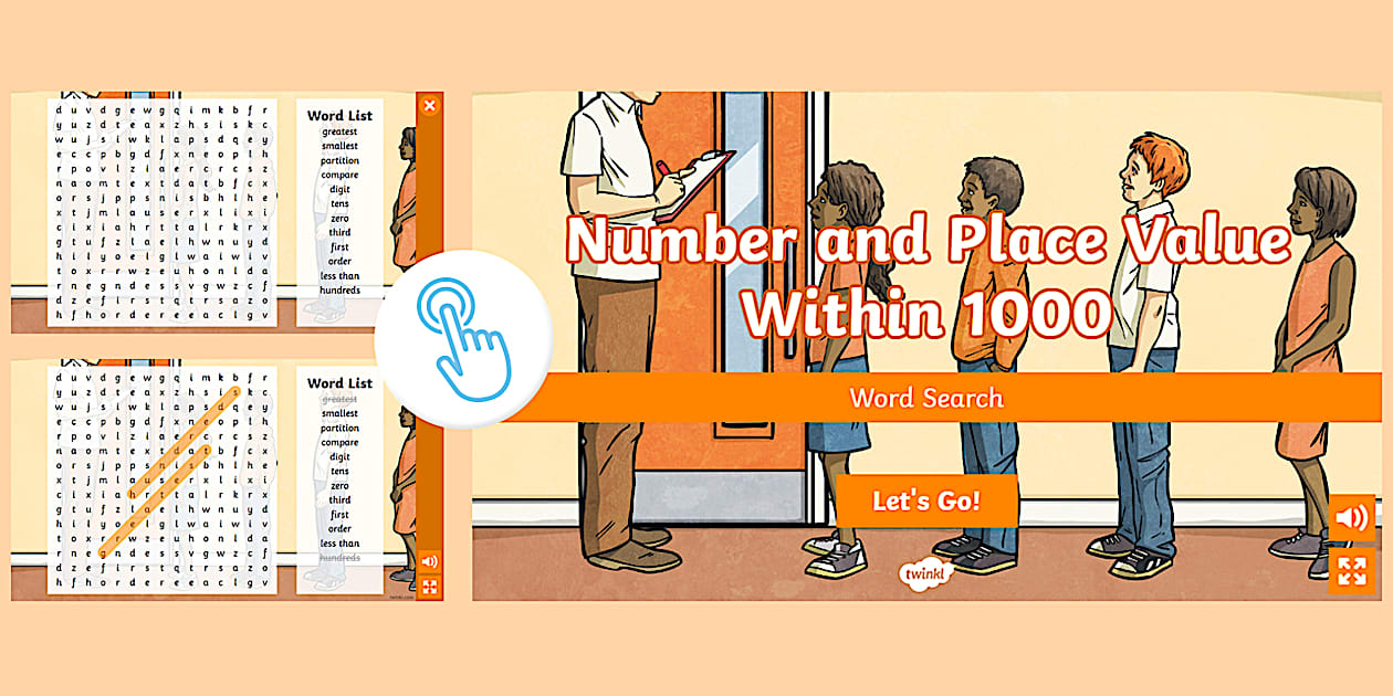 Number and Place Value Within 1000 Interactive Word Search