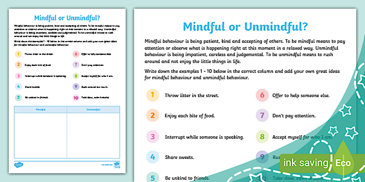 Mindful or Unmindful? (teacher made) - Twinkl