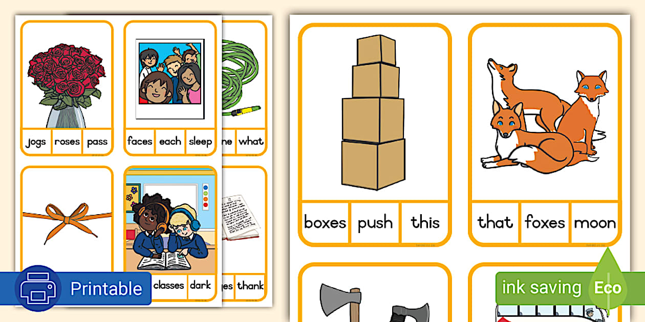 Grade 2 Phonics: -es Sound Peg Cards (Teacher-Made) - Twinkl