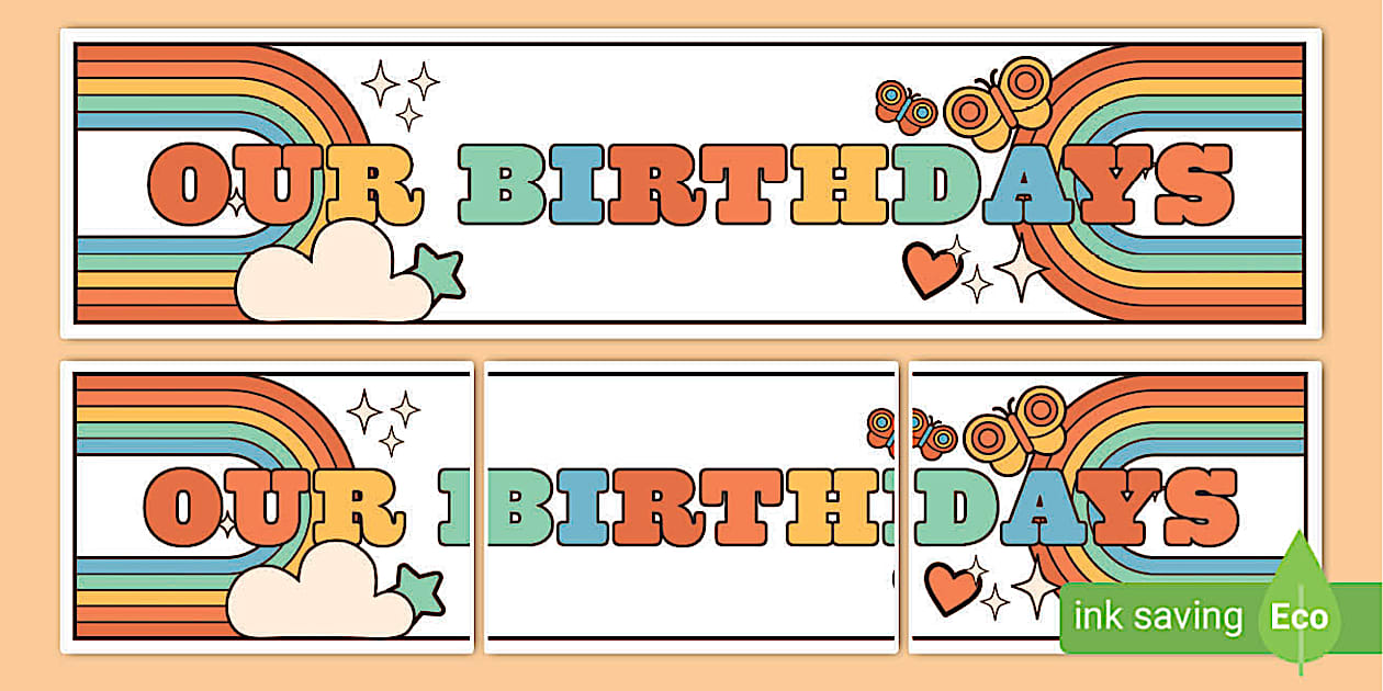 Retro-Themed Our Birthdays Display Banner (Teacher-Made)