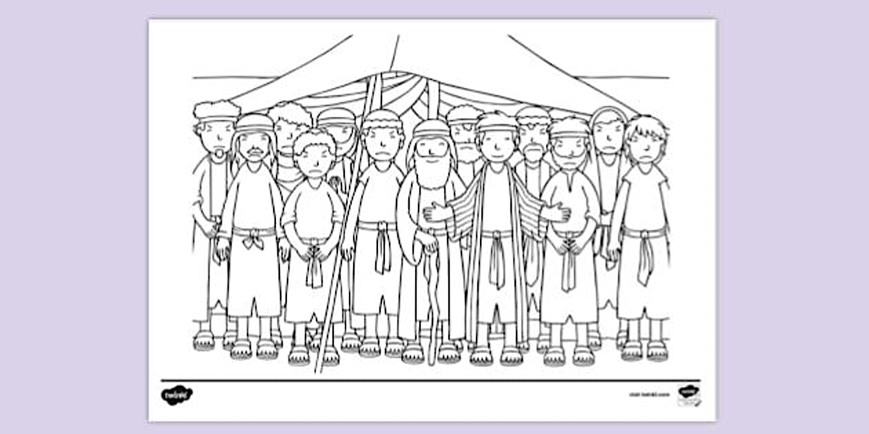 Bible Colouring Page Joseph and his Brothers - KS1 - Twinkl