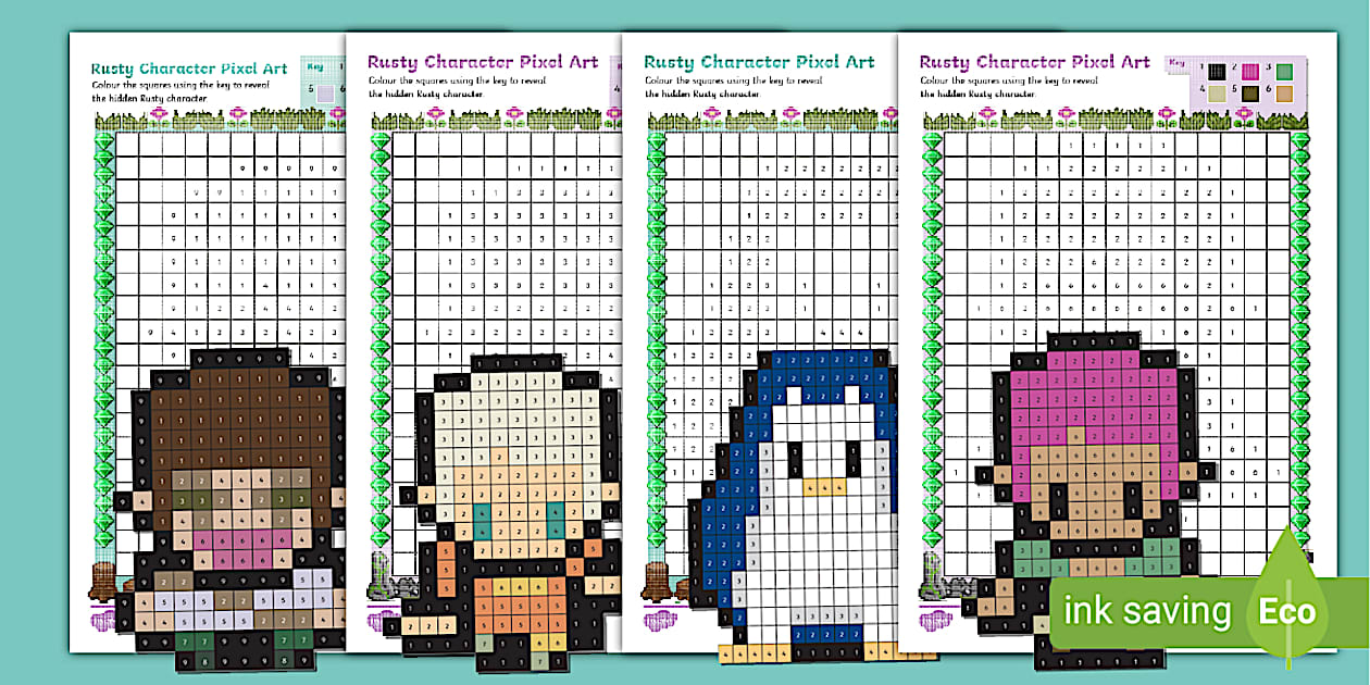 Rusty Character Pixel Art (teacher made) - Twinkl