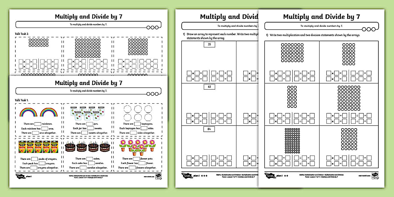 👉 Multiply and Divide by 7 Differentiated Maths Activity Sheets