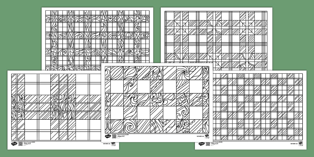 Scottish Tartan Mindfulness Colouring Pages - Twinkl
