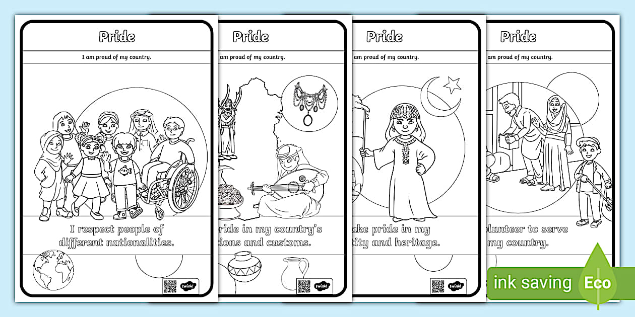 Values Colouring Pages - National Pride (teacher made)