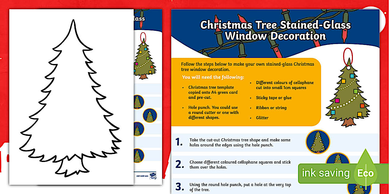 Christmas Tree Stained-Glass Window Decoration - Twinkl