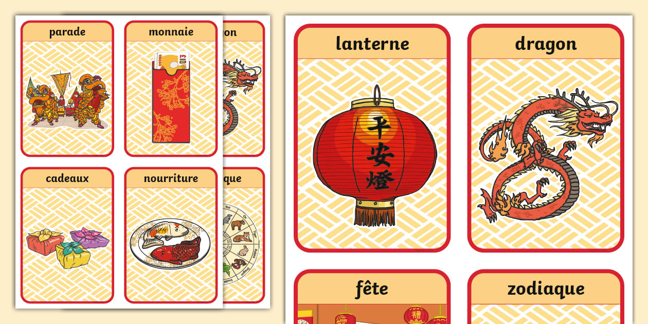 Cartes de vocabulaire : Le Nouvel An chinois - Twinkl