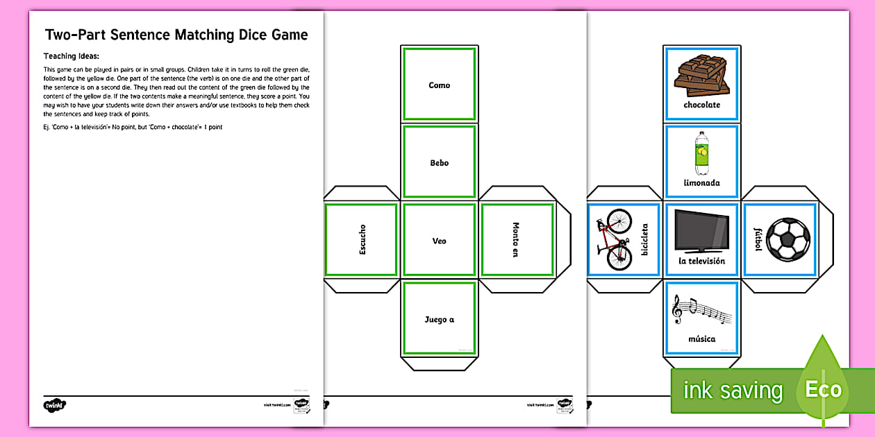 Two Part Sentence Matching Game (Hecho por educadores)