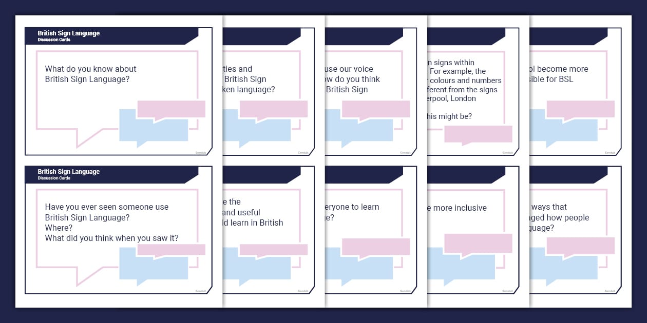 Deaf Education: British Sign Language Discussion Cards