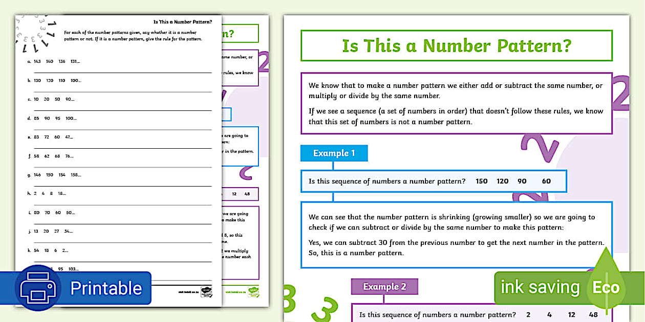 Is This A Number Pattern Activity Sheet (teacher made)