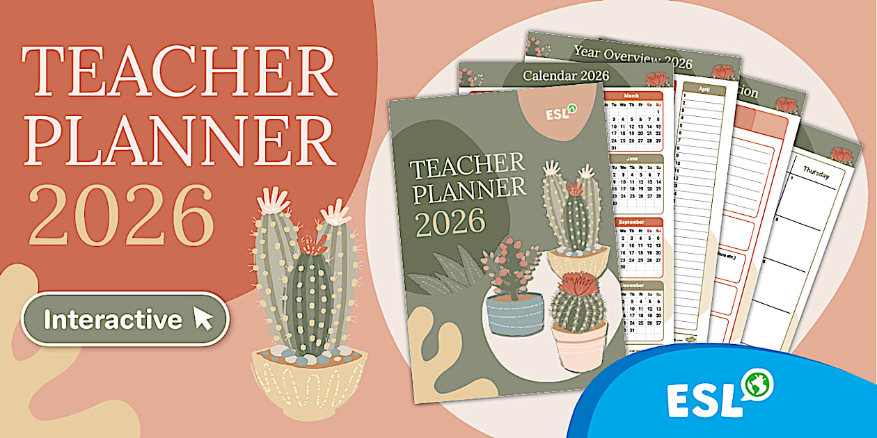 ESL Teacher Planner 2026 - Succulents
