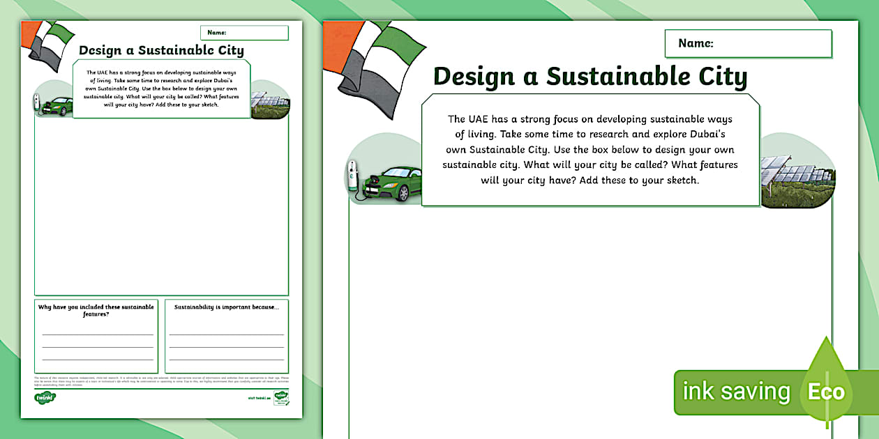 UAE STEM Design a Sustainable City - Upper Primary - Twinkl