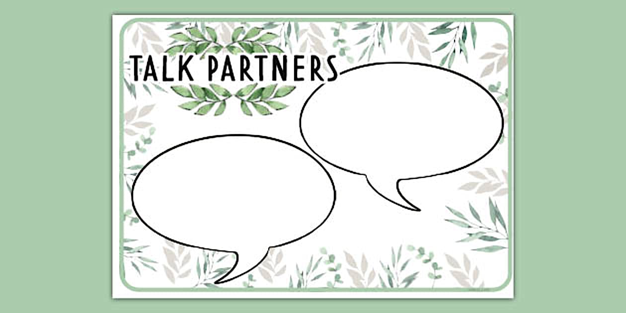 Muted Botanical Themed Talk Partners Display Poster - Twinkl