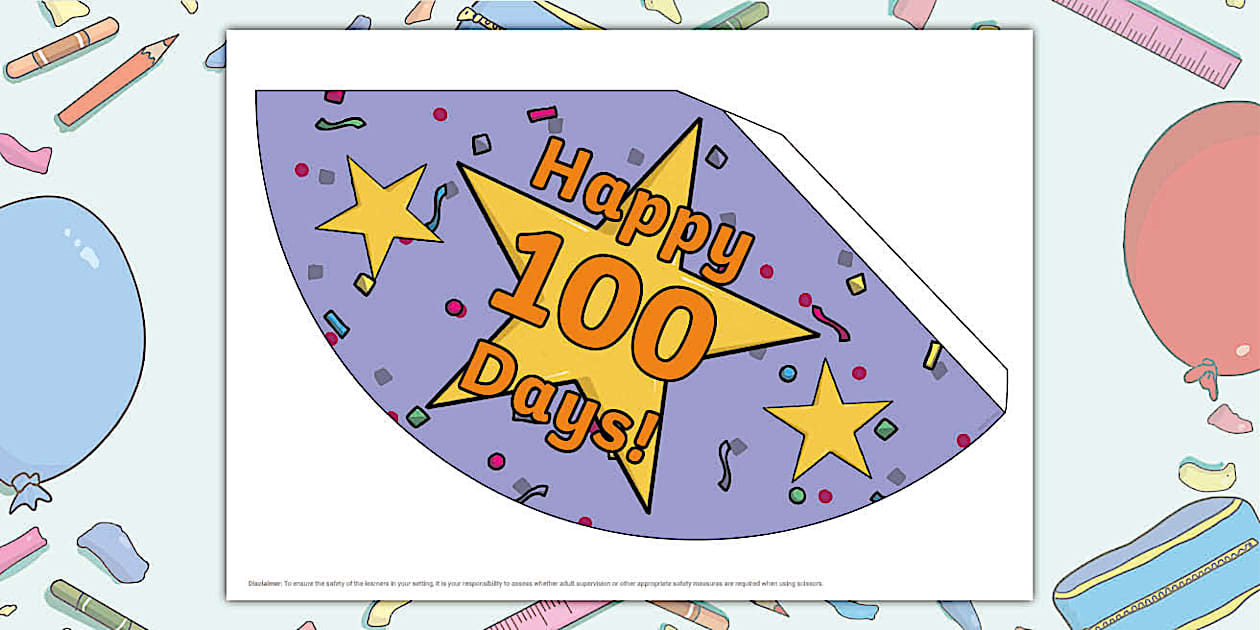 100th Day Surprise – 100 Days Party Hat (Teacher-Made)
