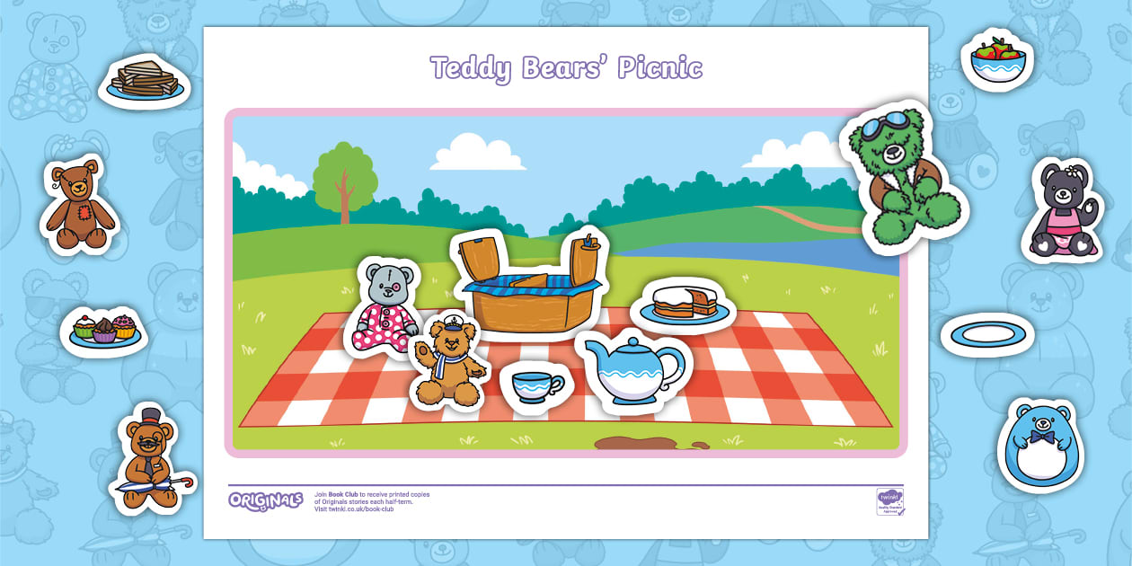 Teddy Bears' Picnic Cut and Stick Scene (teacher made)