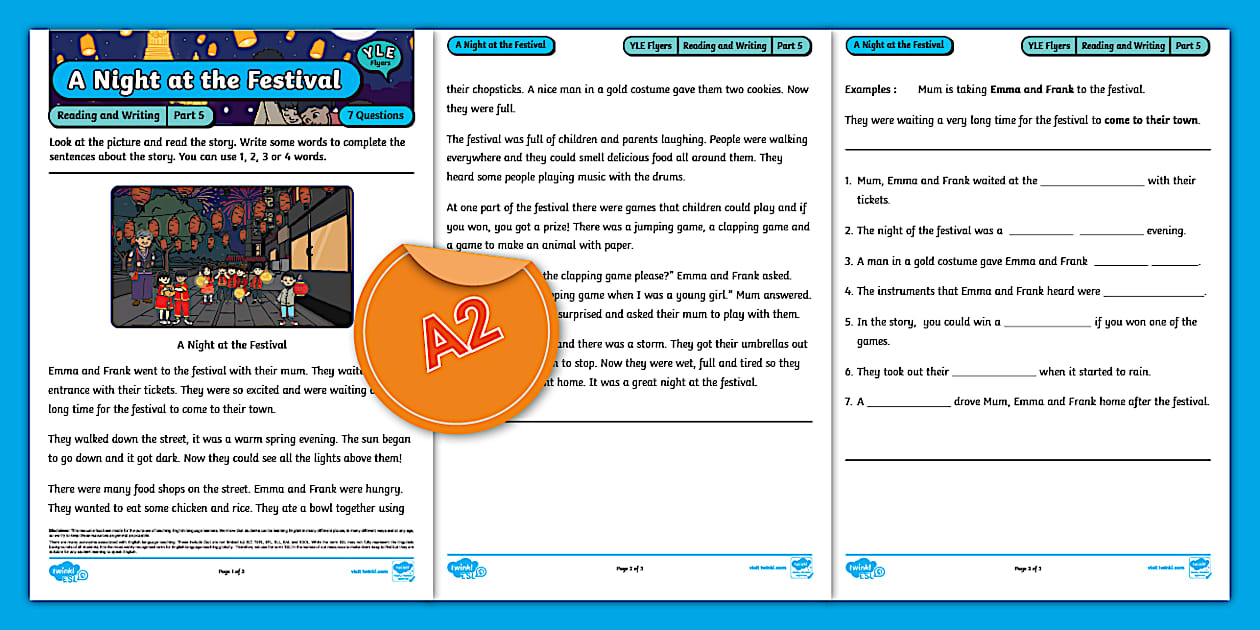 YLE Flyers Reading and Writing Practice - Twinkl