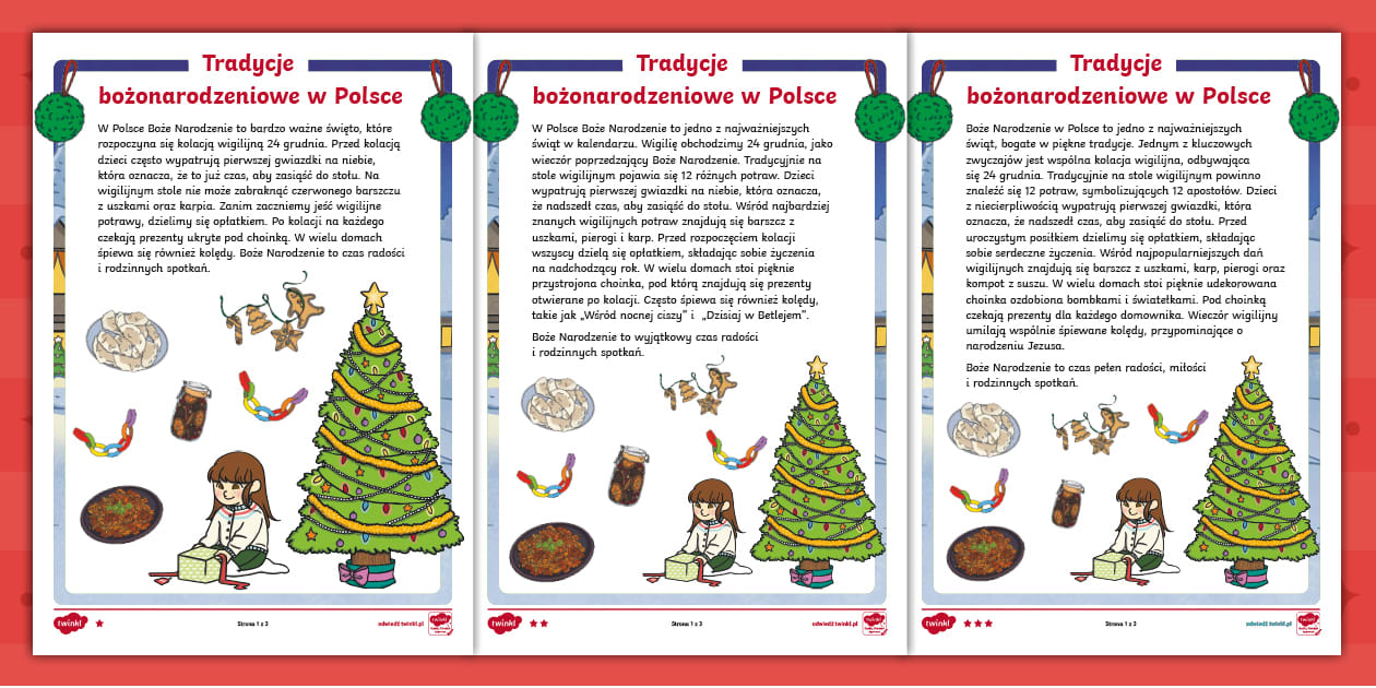 Tradycje bożonarodzeniowe w Polsce | Czytanie ze zrozumieniem