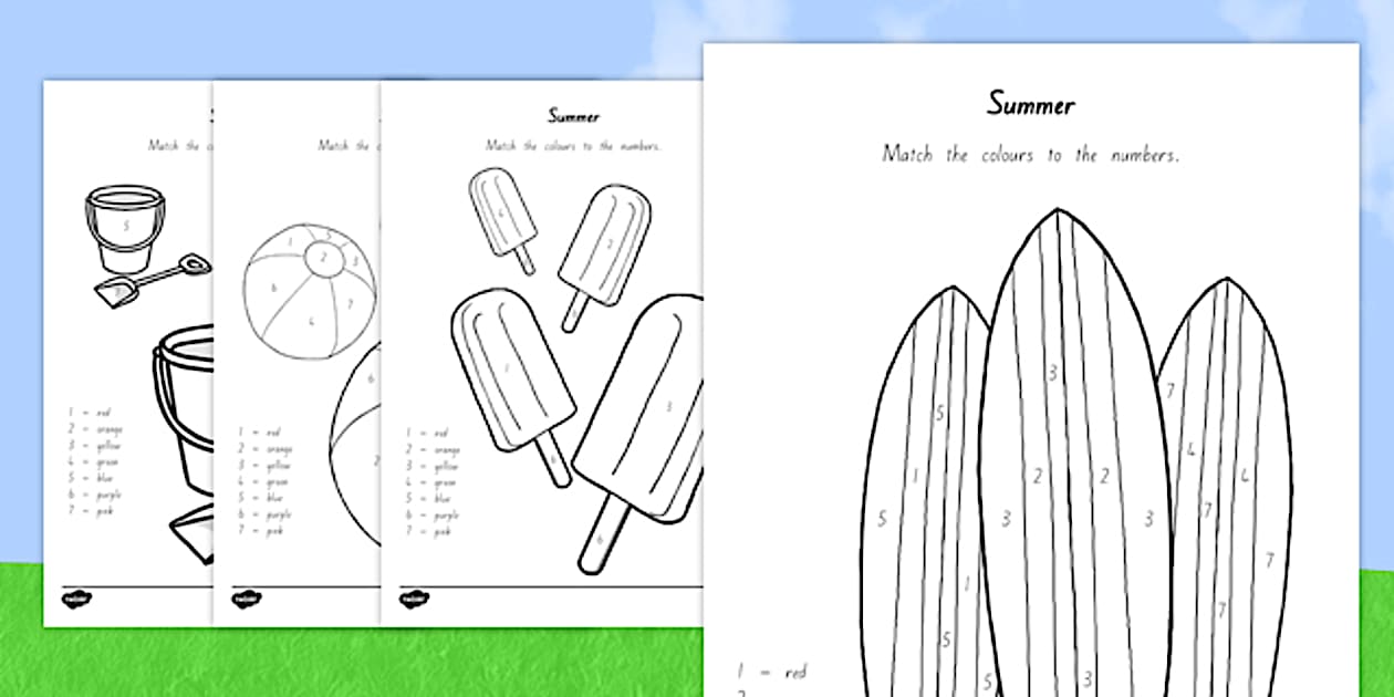 Summer Themed Colour by Number (teacher made) - Twinkl