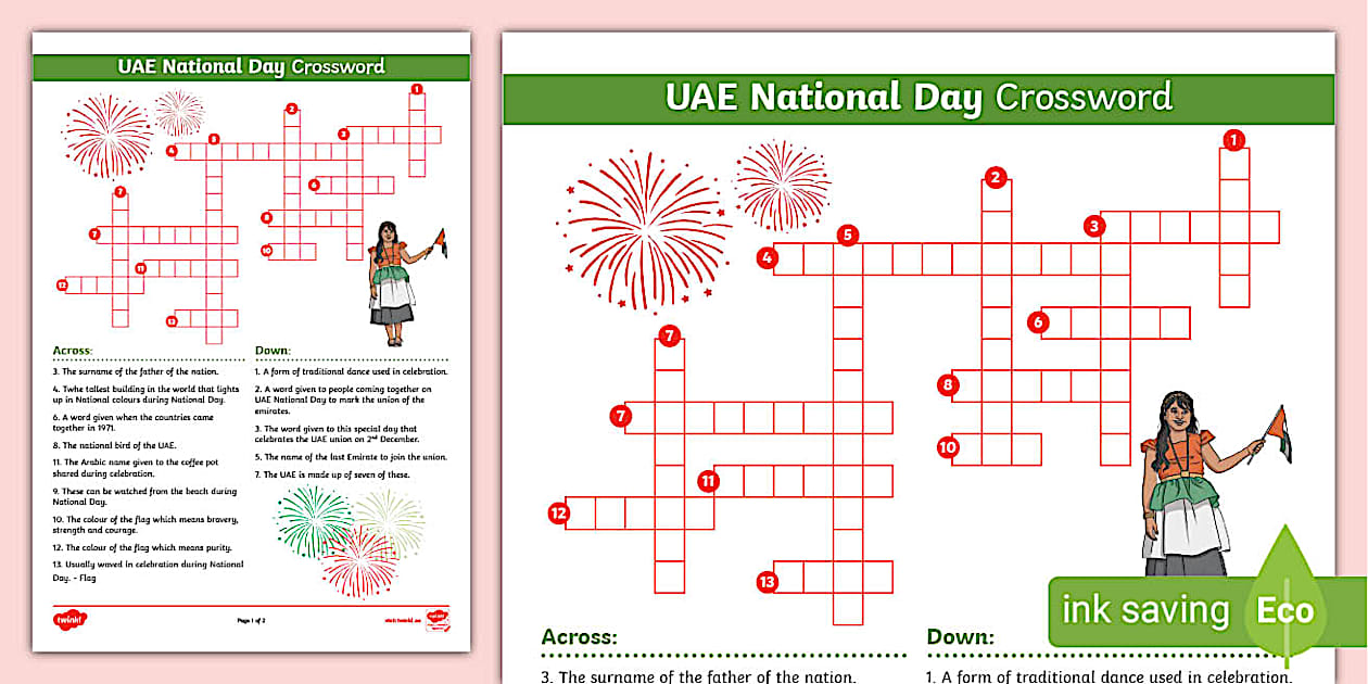 National Day Crossword (teacher made) - Twinkl