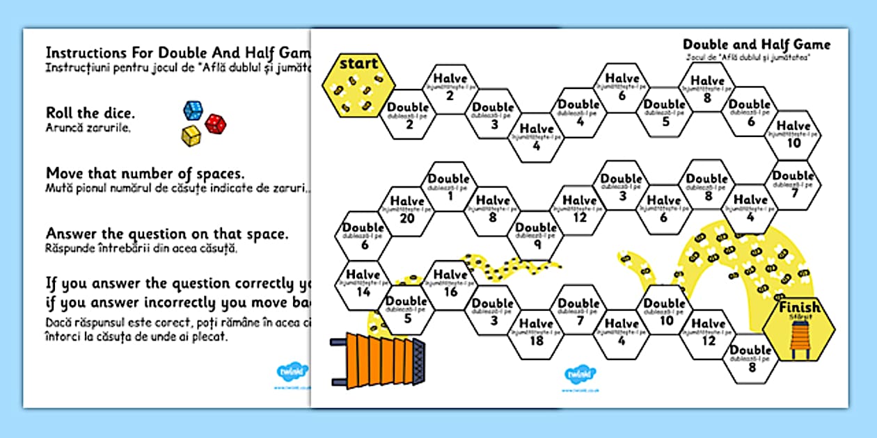 Doubling and Halving Board Game Romanian Translation