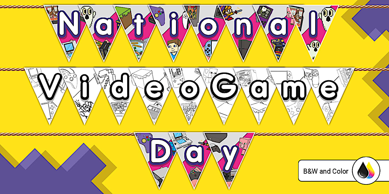 National Video Game Day Bunting (Teacher-Made) - Twinkl