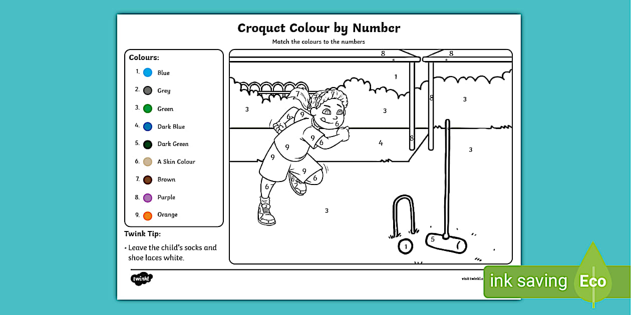 Croquet Colour-By-Number Worksheet | Colouring | Twinkl KS1