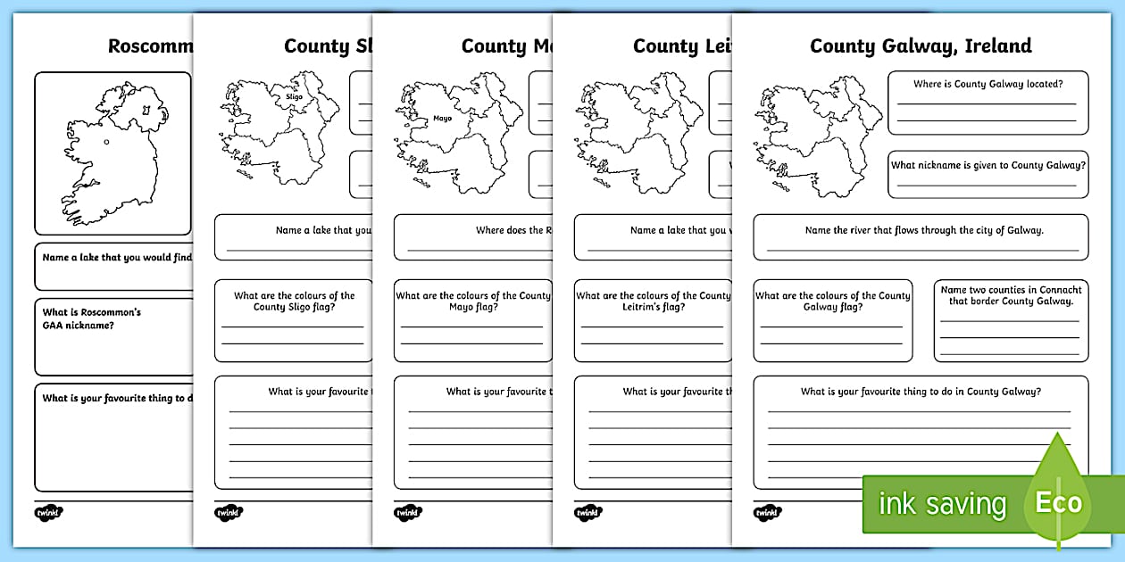 Counties of Connacht Worksheets Resource Pack (teacher made)