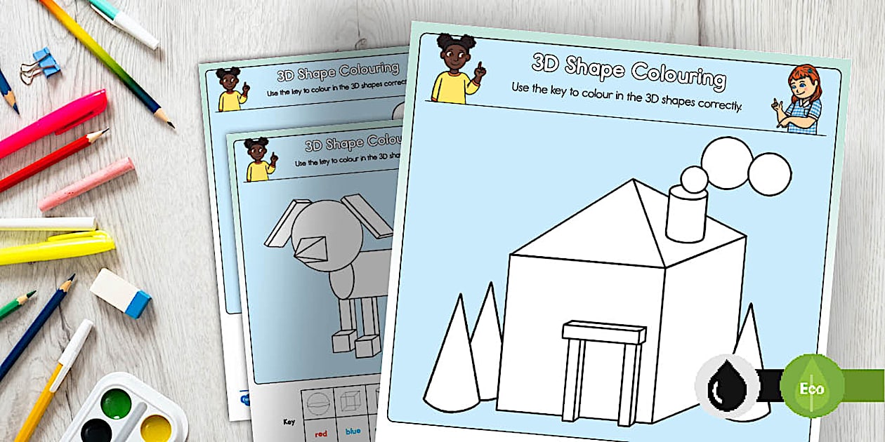 3D Shapes Colour and Code (teacher made) - Twinkl