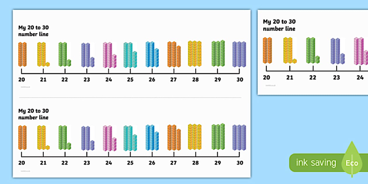 Number Line 20-30 with Dienes (teacher made) - Twinkl