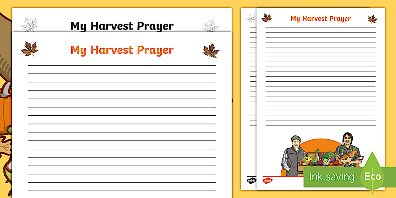 Harvest Prayer Writing Template (Teacher-Made) - Twinkl