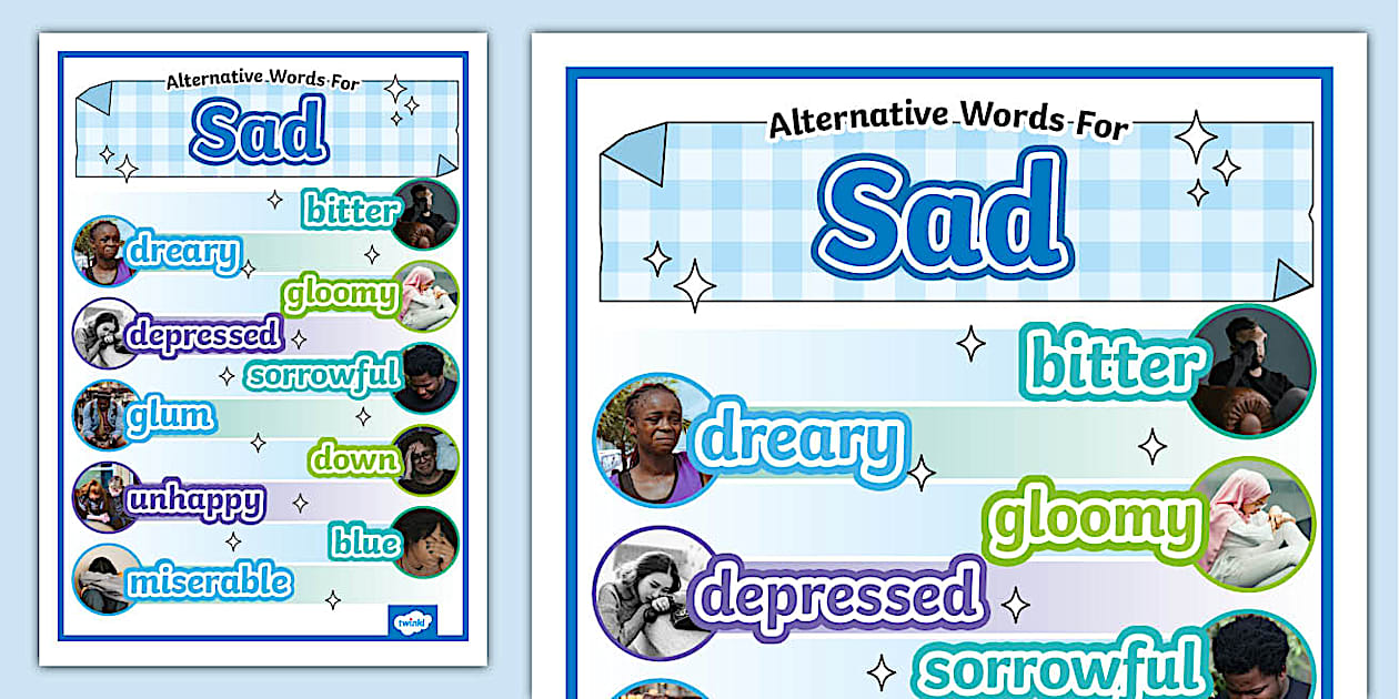 Alternative Words For Sad Display Poster (Large) - Twinkl