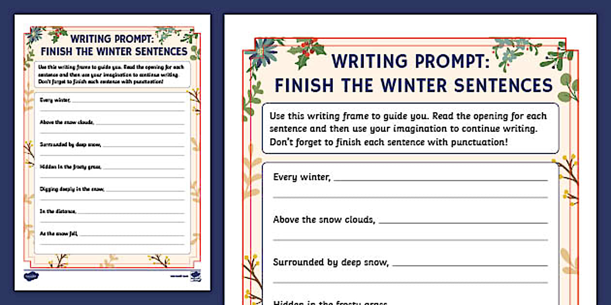 Writing Prompt: Finish the Winter Sentences (teacher made)