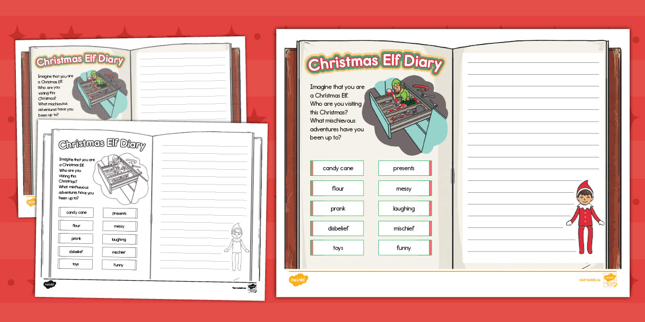 Diary of a Christmas Elf Writing Frame - Twinkl
