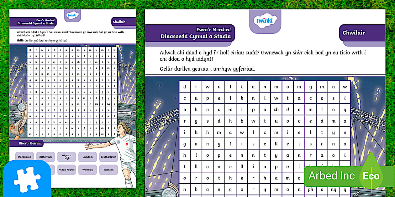 Chwilair Dinasoedd a Stadia Ewro Merched 2022 (teacher made)