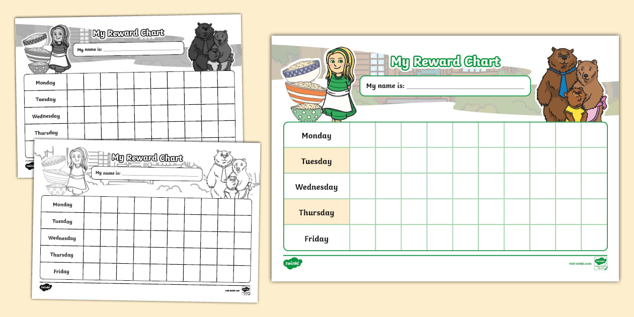 Goldilocks and the Three Bears Reward Chart (teacher made)