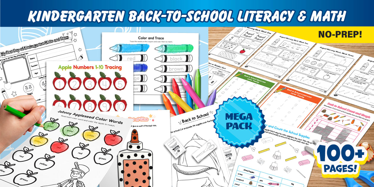 Kindergarten Back to School No Prep Literacy & Math 1st Week