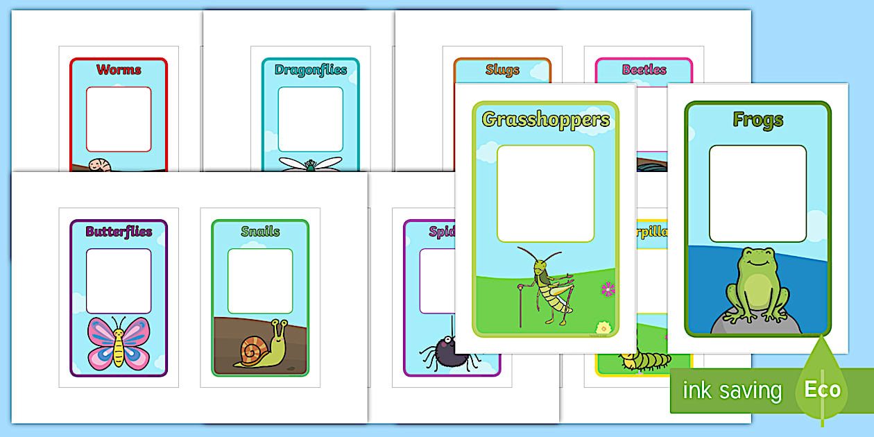 Editable Minibeasts Class Group Signs IKEA Tolsby/Fiestad Frame