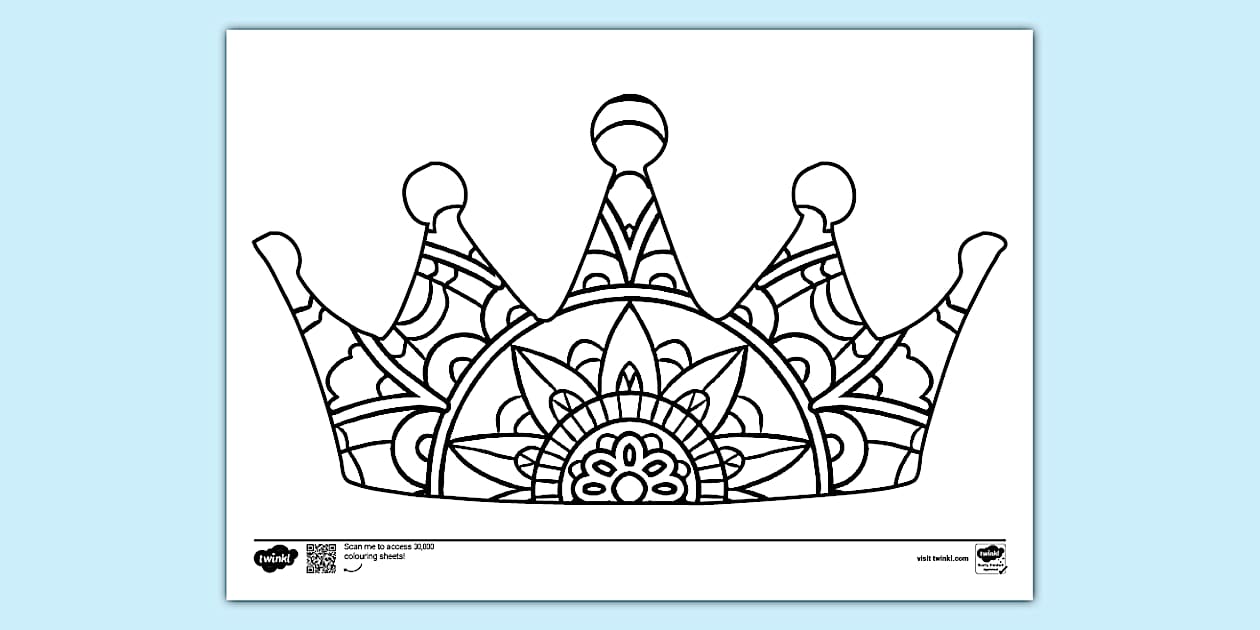 Crown Mandala Colouring Page (teacher made) - Twinkl