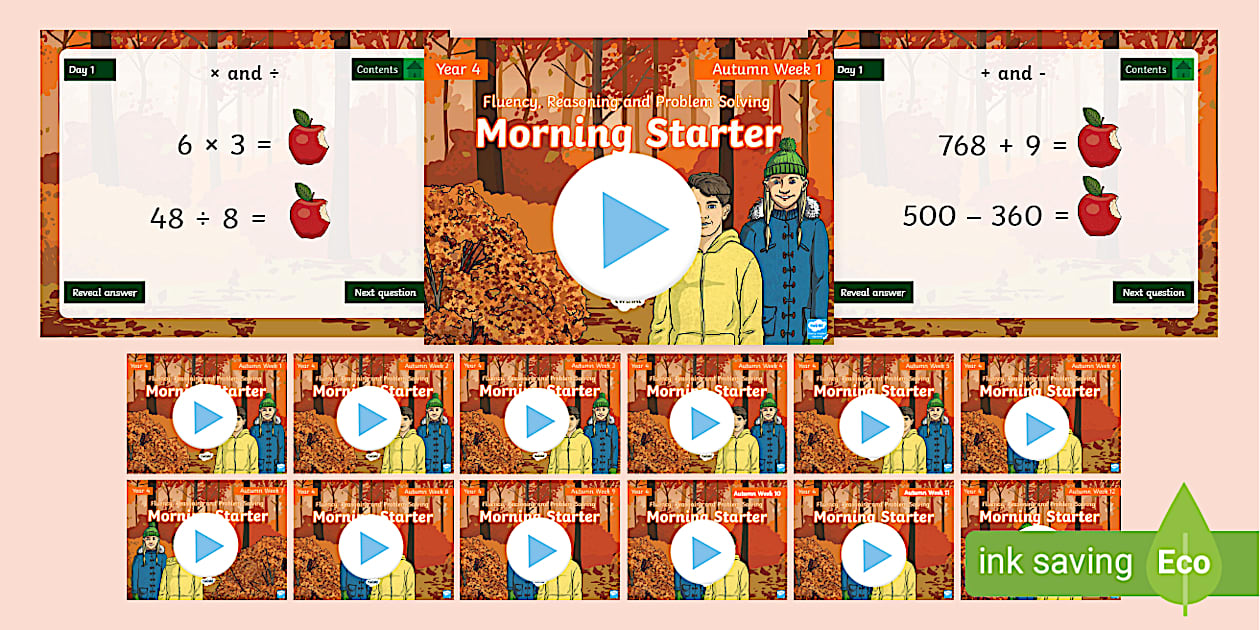 👉 Year 4 Maths Autumn Morning Starter Bumper Pack - Twinkl