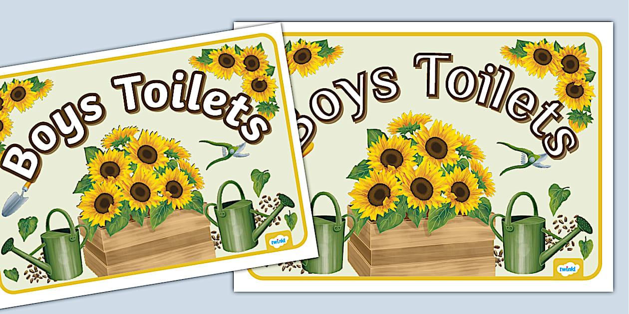 Sunflower Themed Boys Toilet Display Poster