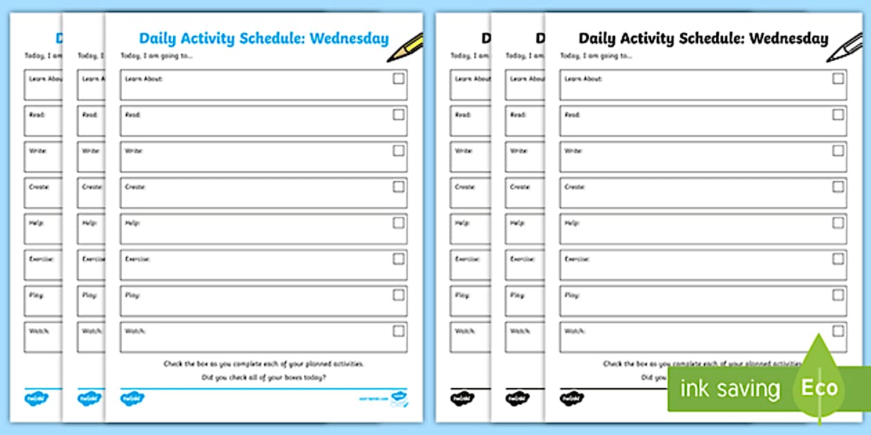 Editable Daily Activity Schedule for Kids - Twinkl