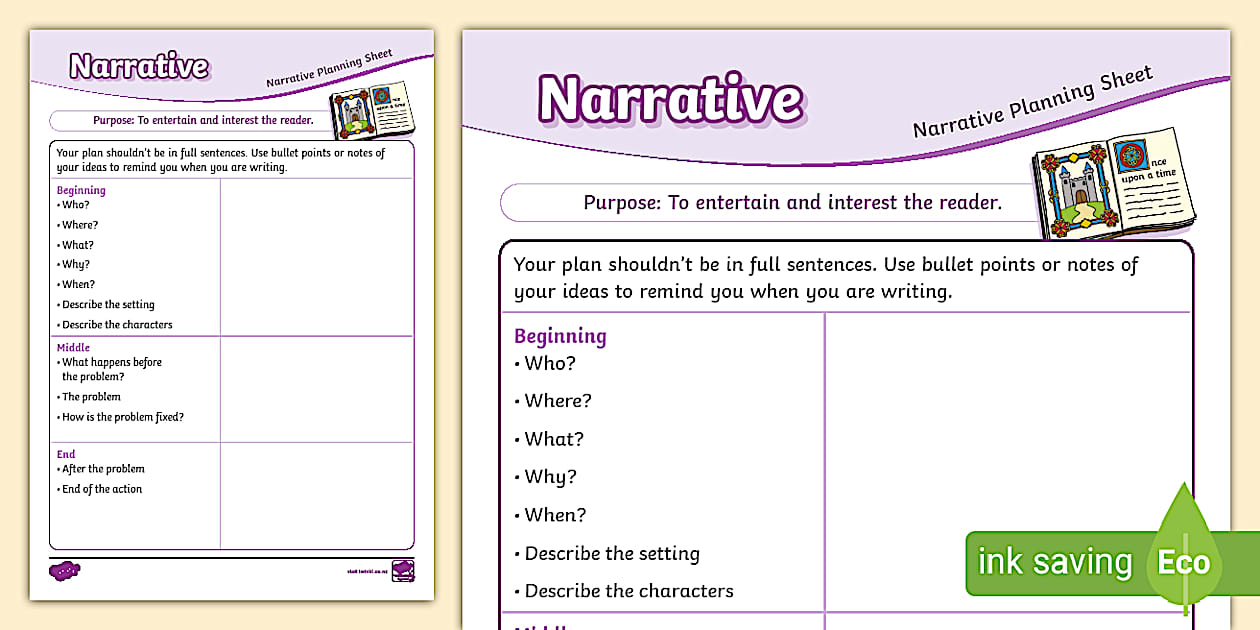 Level 2 Writing: Narrative Planning Sheet