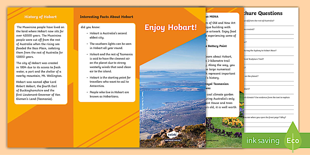 Hobart Reading Comprehension Brochure - Year 3 HASS - Twinkl
