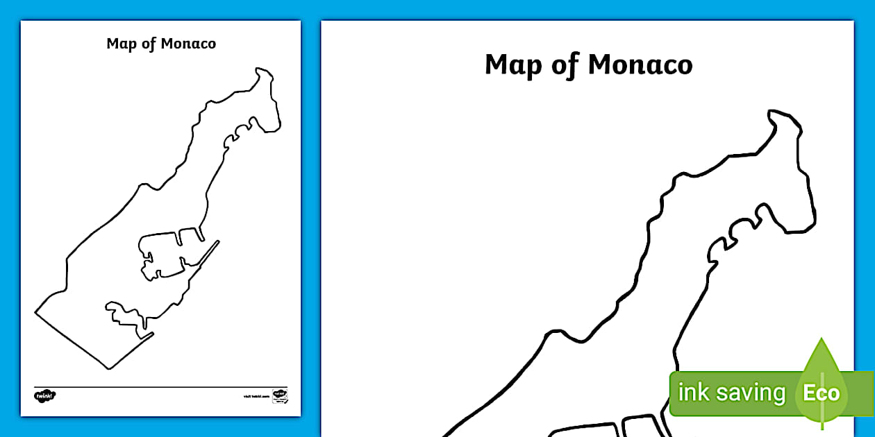 Monaco Map Colouring Page (teacher made) - Twinkl