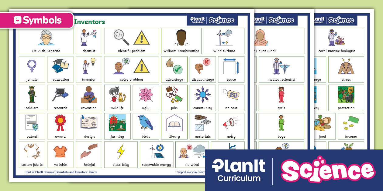 Twinkl Symbols: Scientists and Inventors: Year 5: AAC Mat