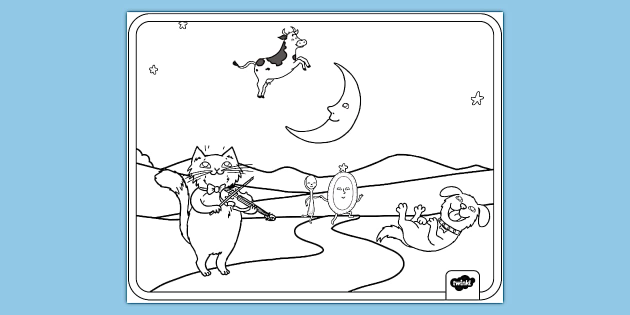 Hey Diddle Diddle Coloring Page (teacher made) - Twinkl
